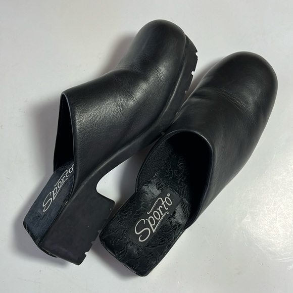 Sporto | Shoes | Sporto Vintage 9s Y2k Leather Chunky Mules Black ...